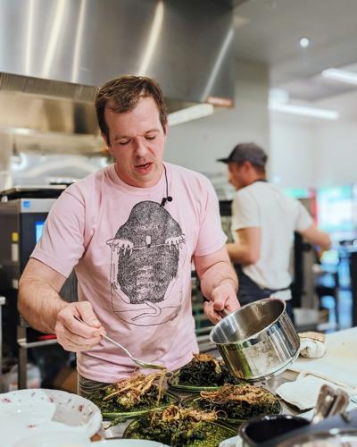 Seven Acre Dairy Company chefs fry crispy spinach roots | Cooking with ...