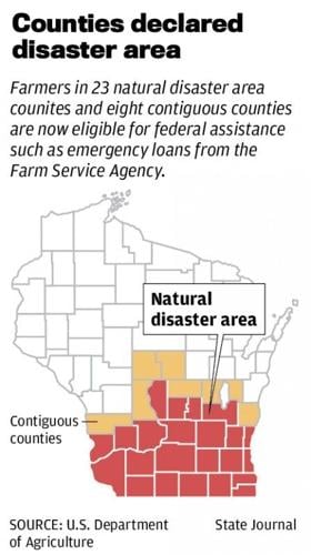 Disaster declared in 23 drought-stricken Wisconsin counties | Local ...
