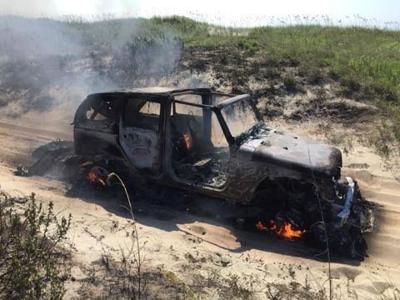Fire destroys Jeep on Core Banks | News | carolinacoastonline.com