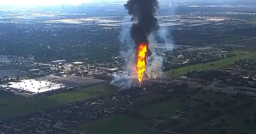 A pipeline has exploded and is on fire in a Houston suburb, forcing ...