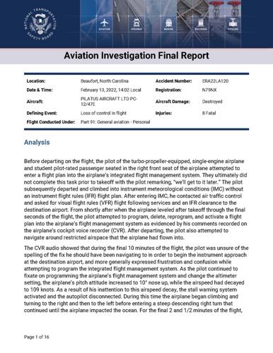 NTSB final report: Pilot error cause of plane crash off Drum Inlet ...