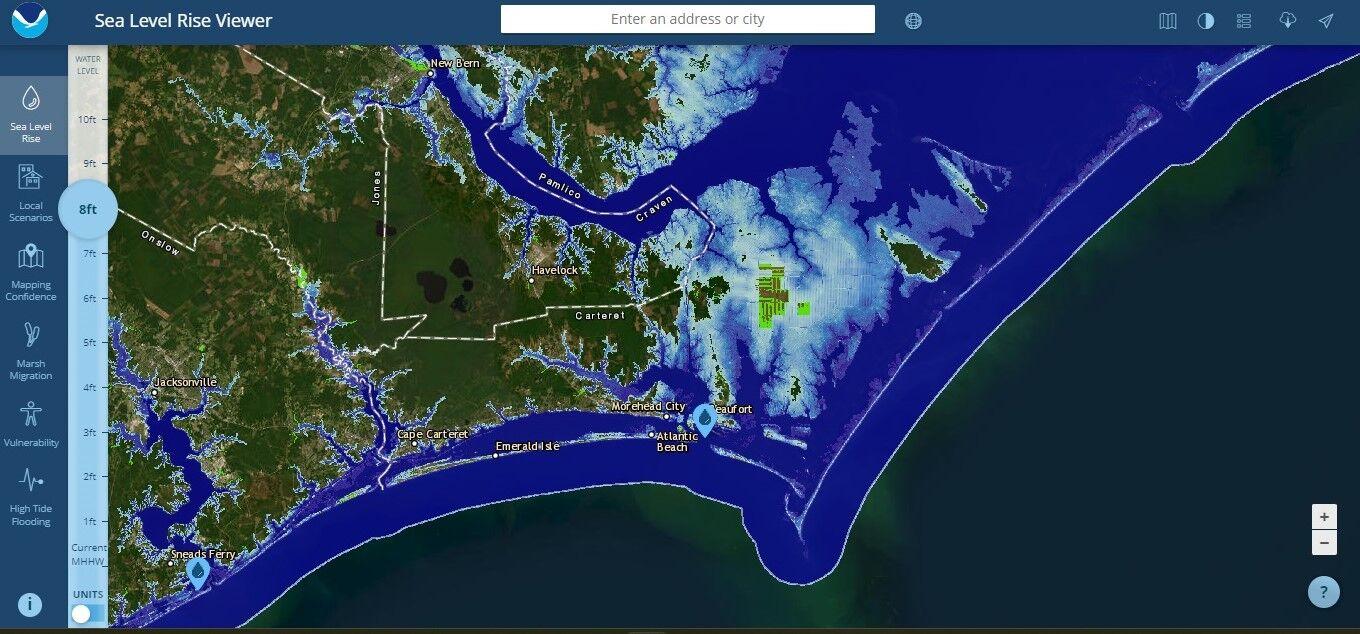 North Carolina map shows where state could be underwater from sea level ...