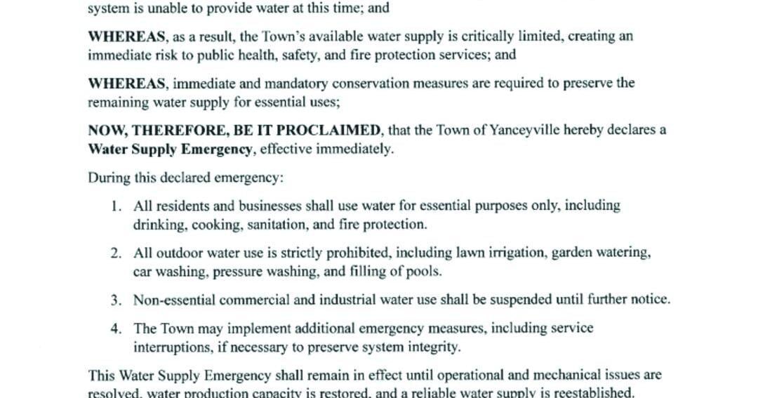 Yanceyville asks citizens to conserve water | News | caswellmessenger.com
