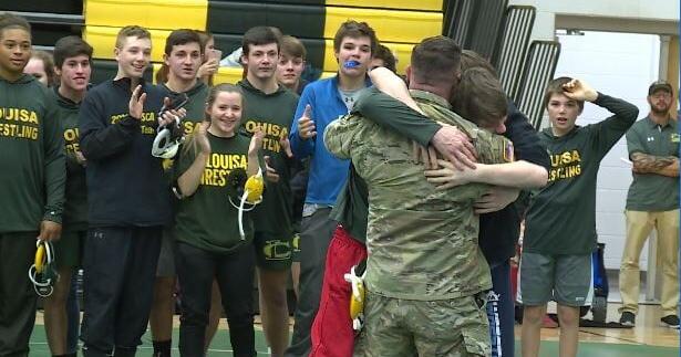 Louisa Army Sergeant surprises family at wrestling tournament ...