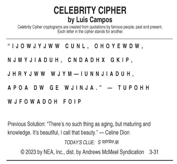 0331 cipher | Cryptoquip | cecildaily.com