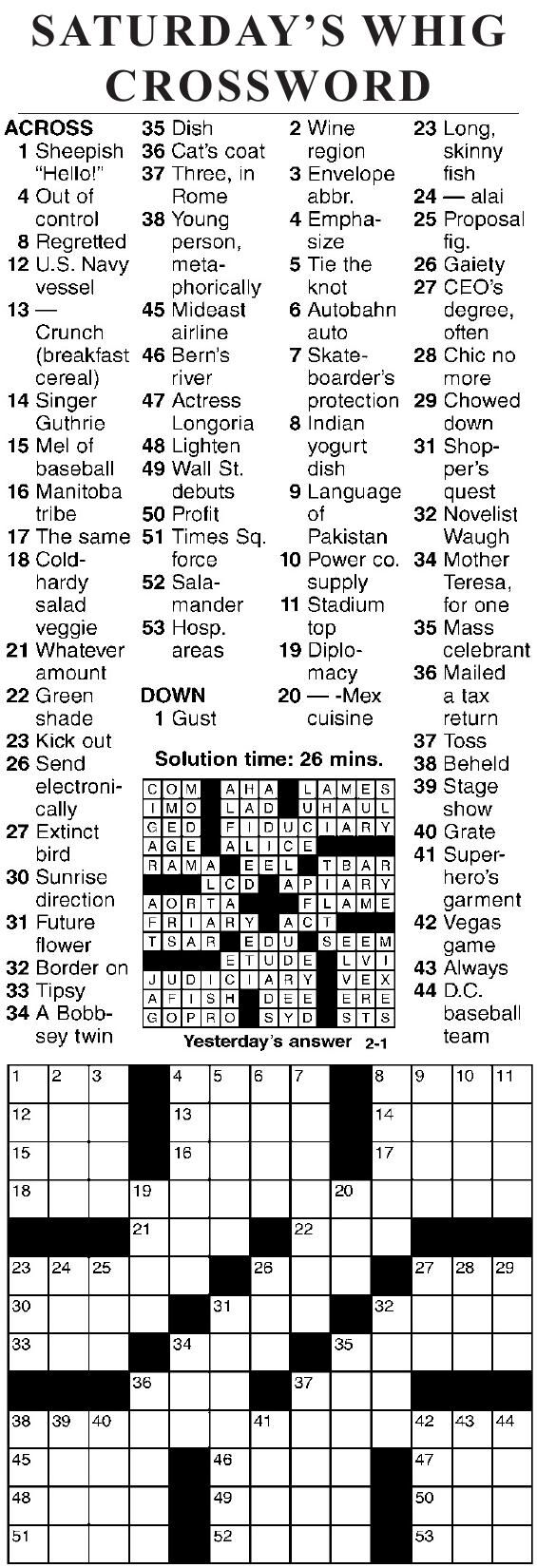 0201 crossword | Crosswords | cecildaily.com