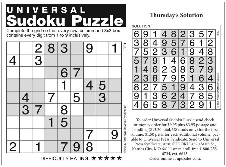 0321 sudoku | Sudoku | cecildaily.com