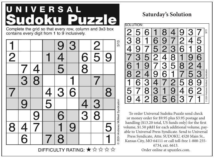 0513 sudoku | Sudoku | cecildaily.com