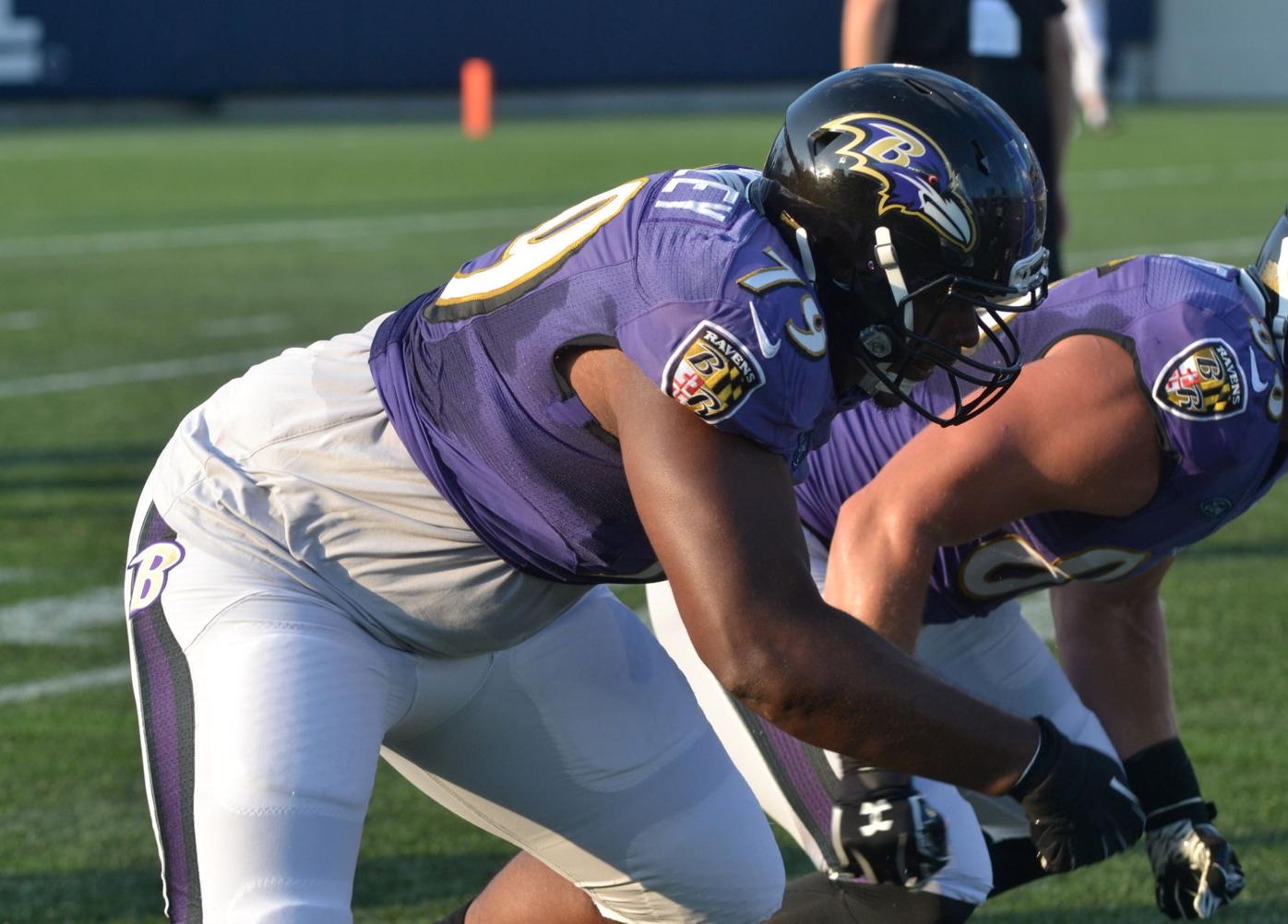 Baltimore Ravens practice at Navy-Marine Corps Memorial Stadium ...