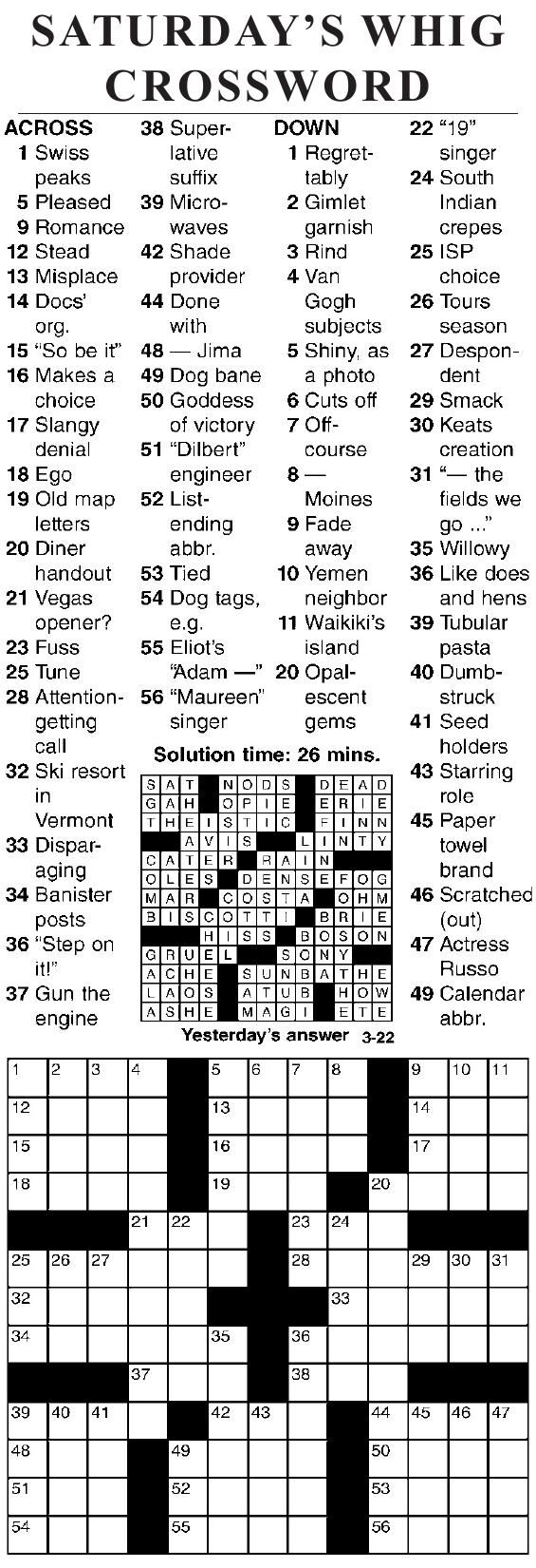 0322 crossword | Crosswords | cecildaily.com