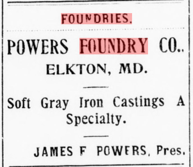 The James F. Power Foundry Company | Our Cecil | cecildaily.com