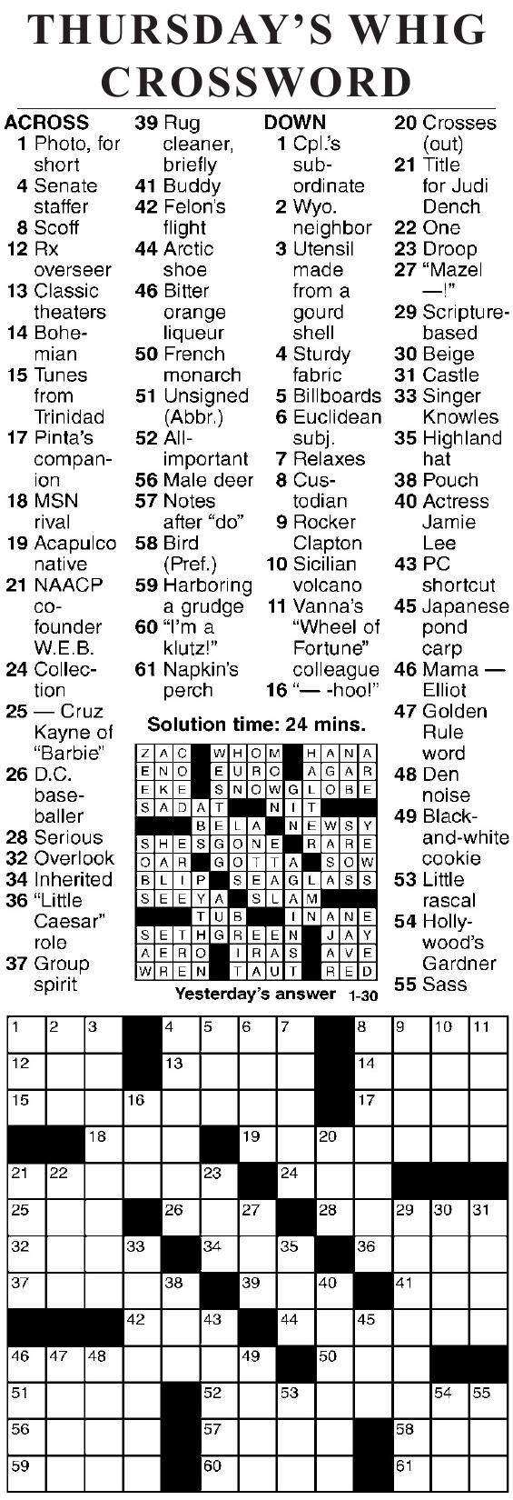0130 crossword | Crosswords | cecildaily.com
