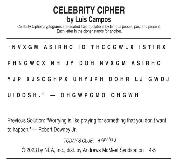 0405 cipher | Cryptoquip | cecildaily.com