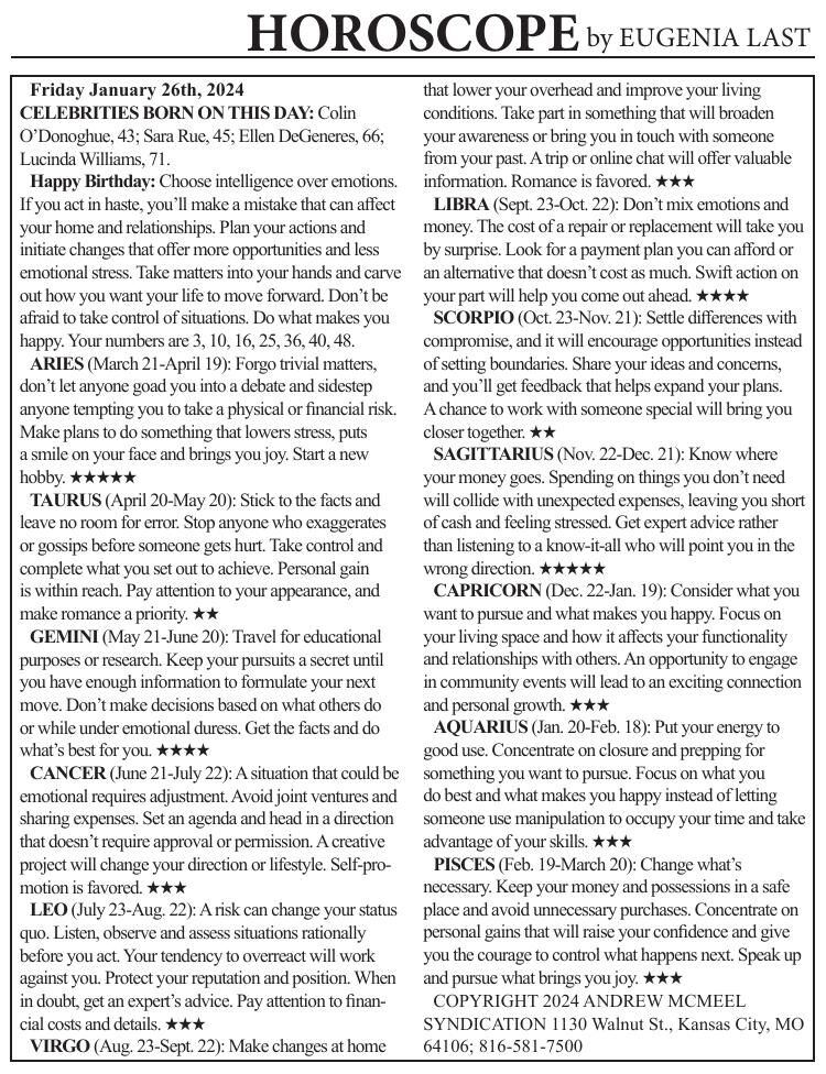 0126 horoscope | Horoscopes | cecildaily.com