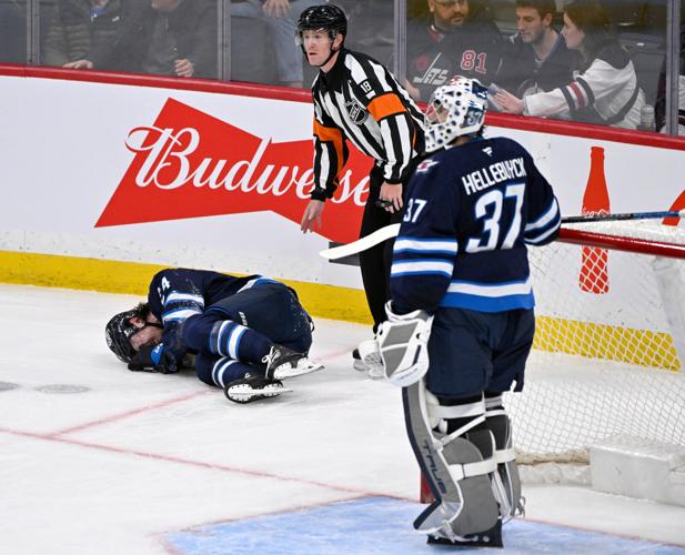 Haydn Fleury rejoins the Jets the day after his violent collision into ...