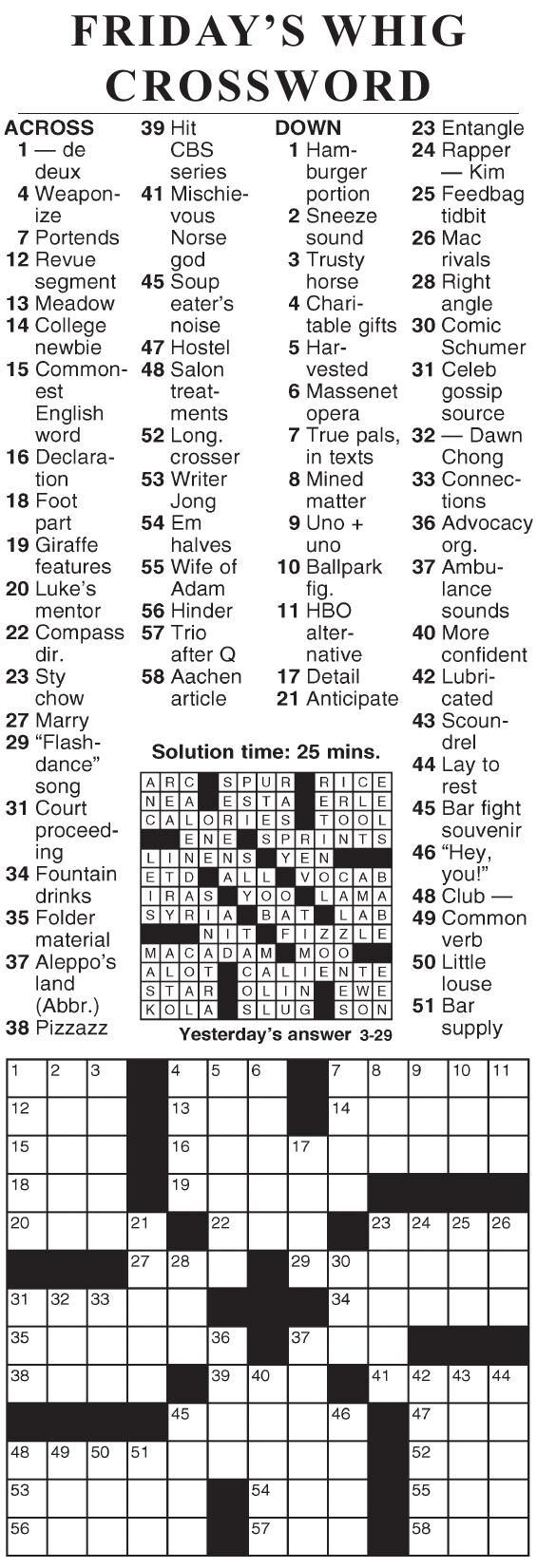 0329 Crossword Crosswords Cecildaily