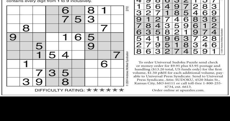 0210 sudoku | Sudoku | cecildaily.com