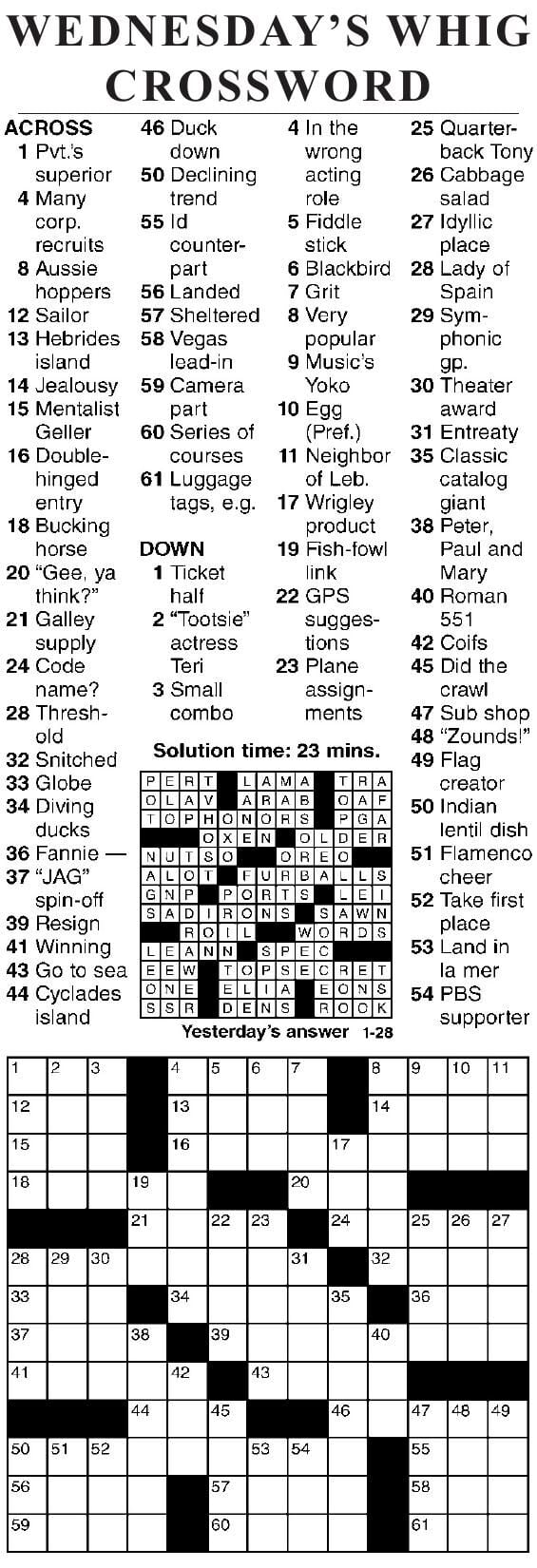0128 crossword | Crosswords | cecildaily.com