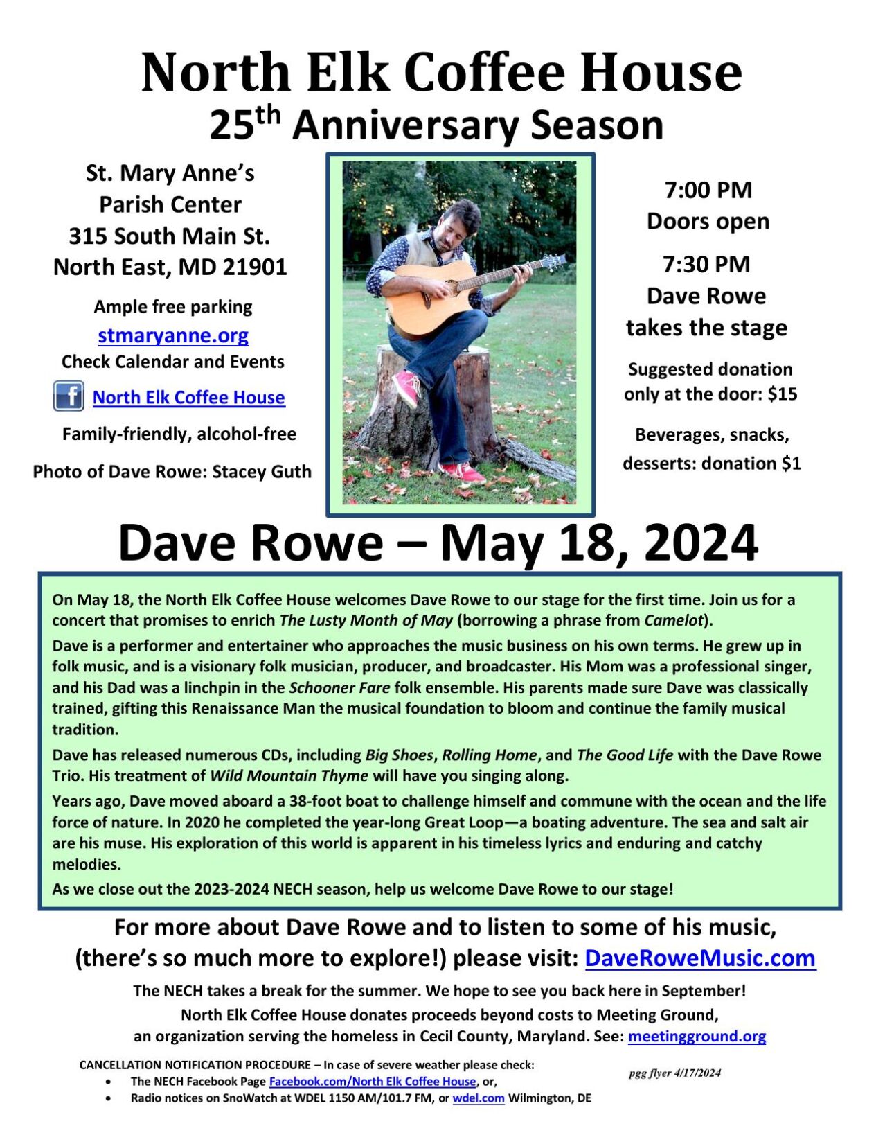 Dave Rowe to perform at North Elk Coffee House | | cecildaily.com