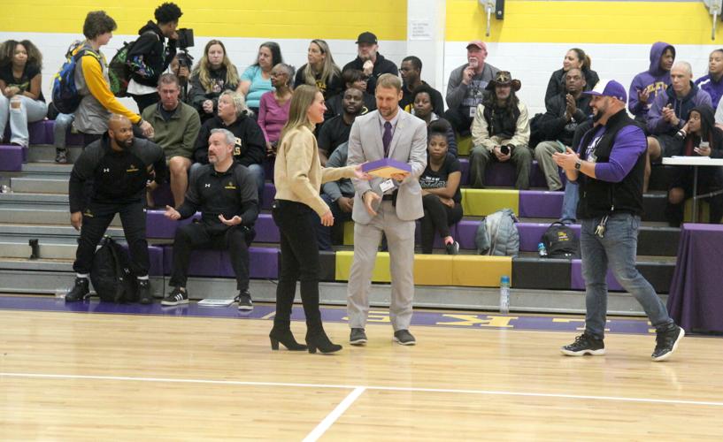 Ceremony dedicates Elkton High School's gym floor renovation | News ...