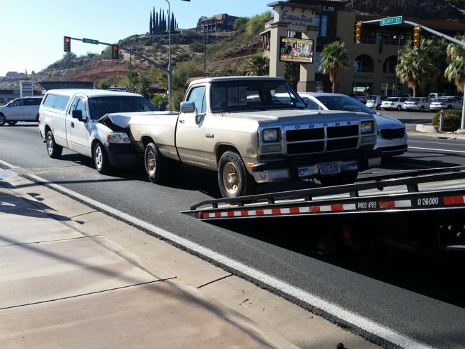 Dodge vs. Ford; rear-end crash leaves 2 pickups locked up | Local News ...