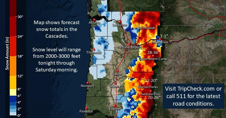 Massive snowfall expected on Oregon mountain passes | Central-oregon ...