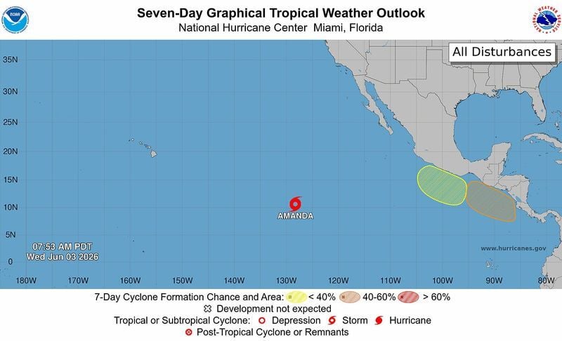 Tropical Storm Amanda forms in Pacific, first named storm of season ...