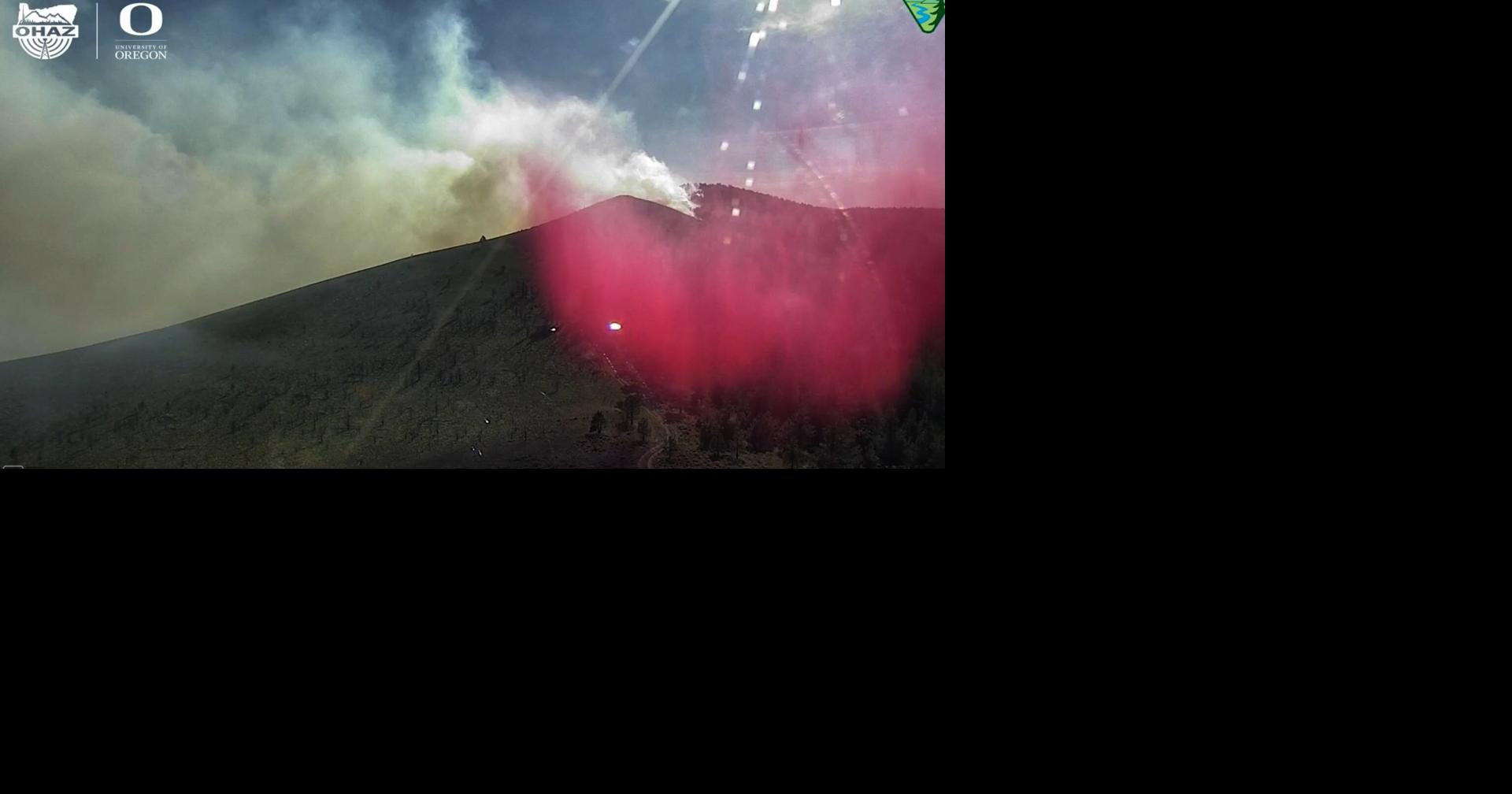 Firefighting retardant hits wildfire camera lens at Pine Mountain Fire ...
