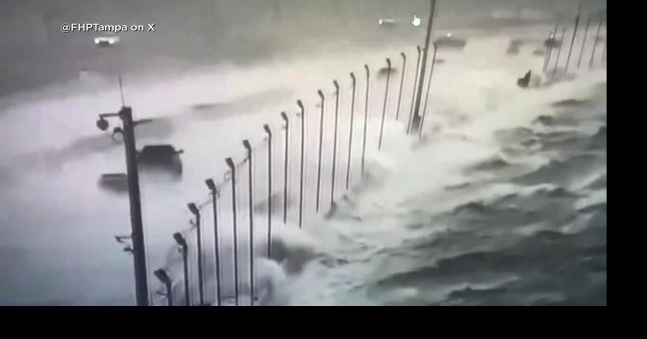 Hurricane Helene causes storm surge to batter Florida bridge ...
