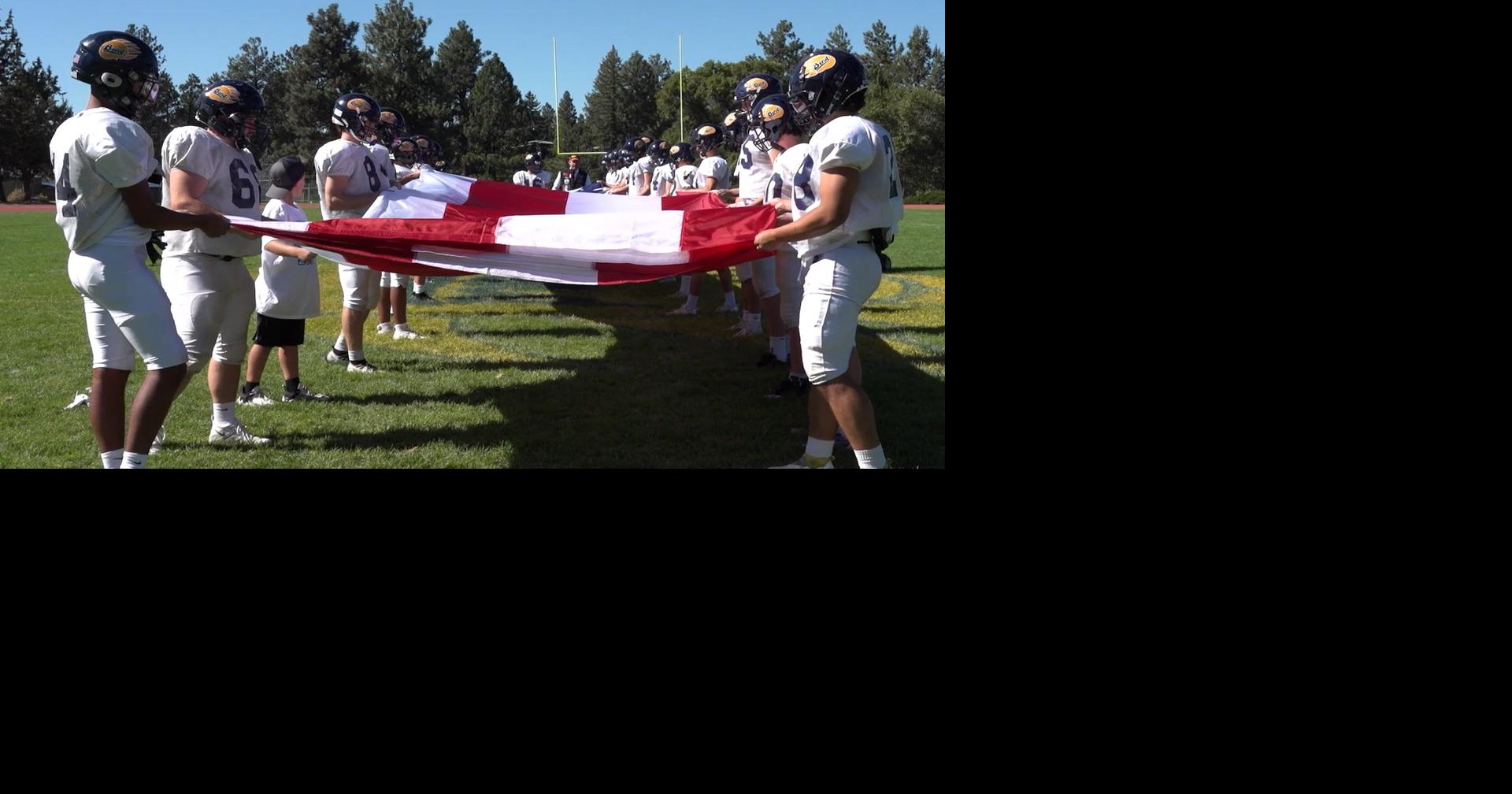 Local vets donate massive US flag to debut at Bend Lava Bears football ...