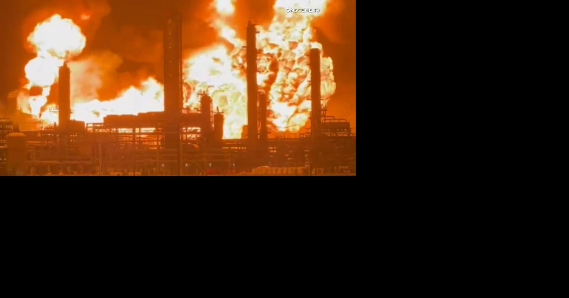 Southern California refinery fire lights up sky following explosion ...