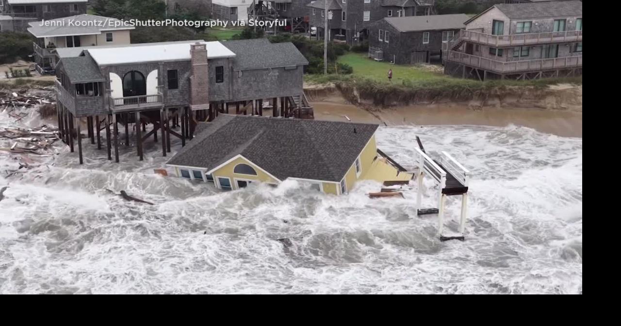 Drone captures moment home on stilts collapses in North Carolina surf ...