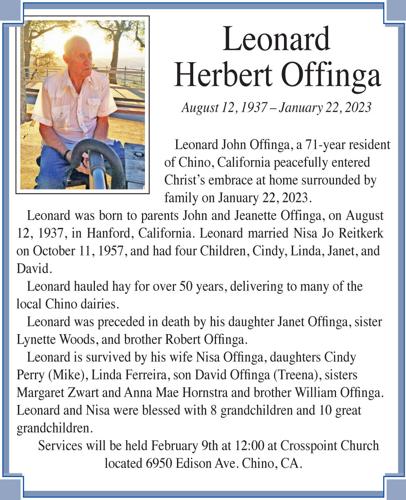 Leonard Herbert Offinga | Obituaries | championnewspapers.com