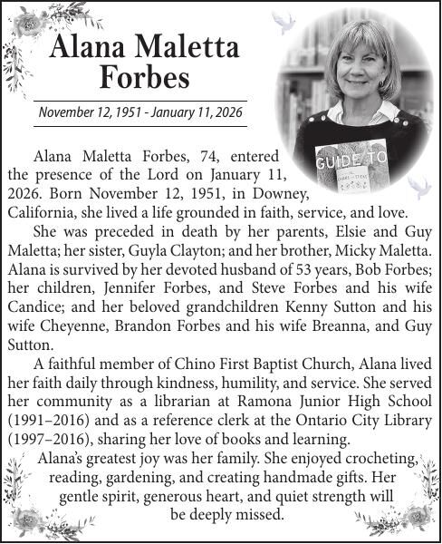 Alana Maletta Forbes | Obituaries | championnewspapers.com