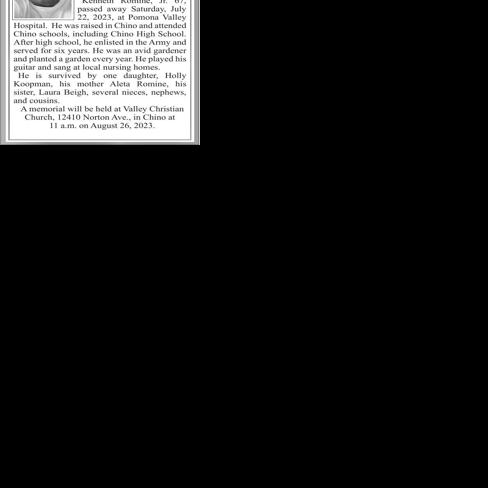 Kenneth Romine Jr. | Obituaries | championnewspapers.com