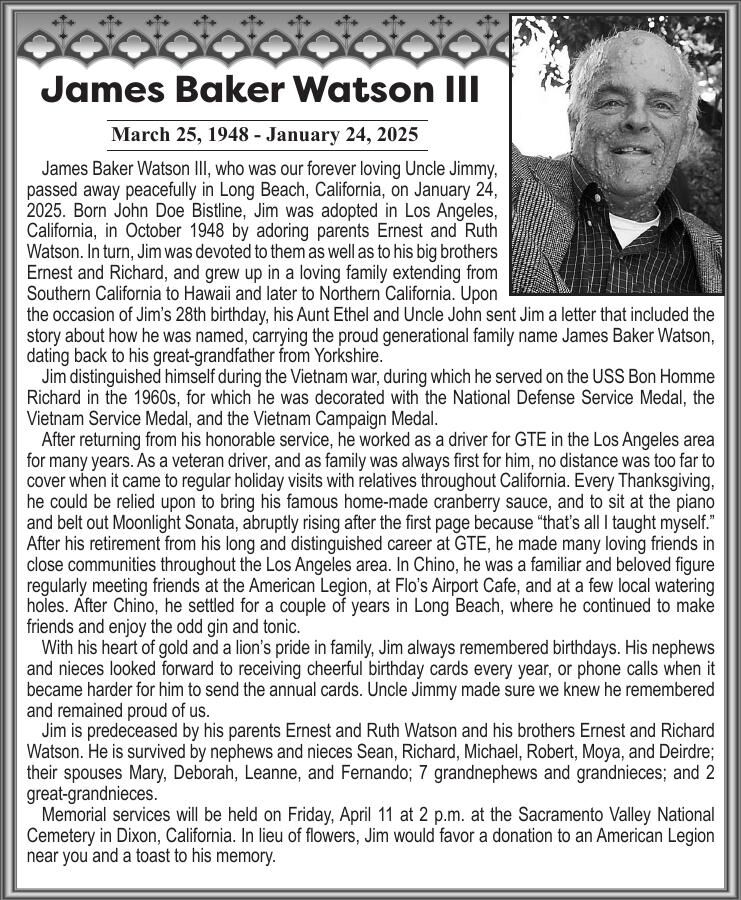 James Baker Watson III | Obituaries | championnewspapers.com