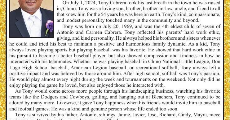 Tony Cabrera | Obituaries | championnewspapers.com