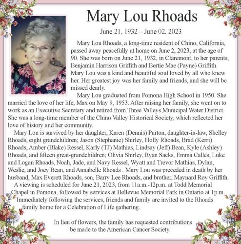 Mary Lou Rhodes | Obituaries | championnewspapers.com
