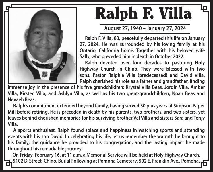 Ralph F. Villa | Obituaries | championnewspapers.com