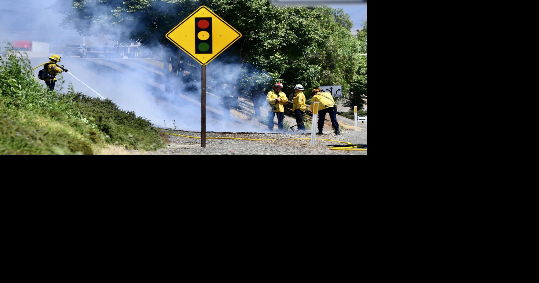 Fire erupts along 71 Freeway offramp at Grand Avenue | News ...