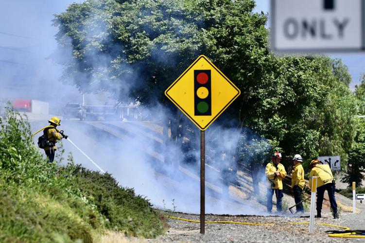 Fire erupts along 71 Freeway offramp at Grand Avenue | News ...