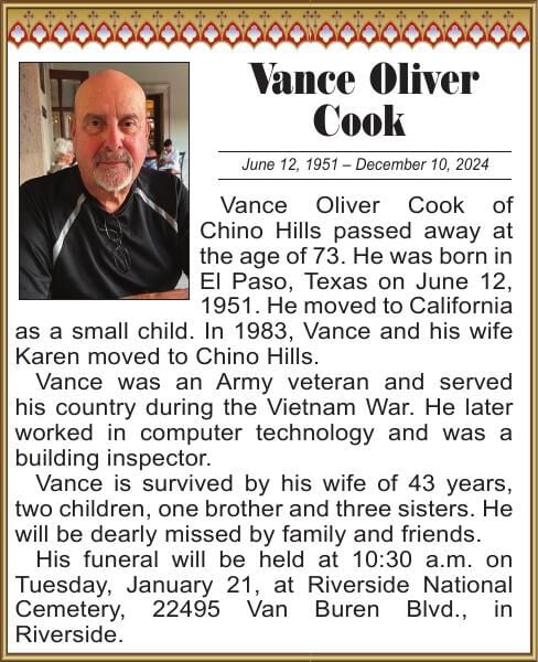 Vance Oliver Cook | Obituaries | championnewspapers.com