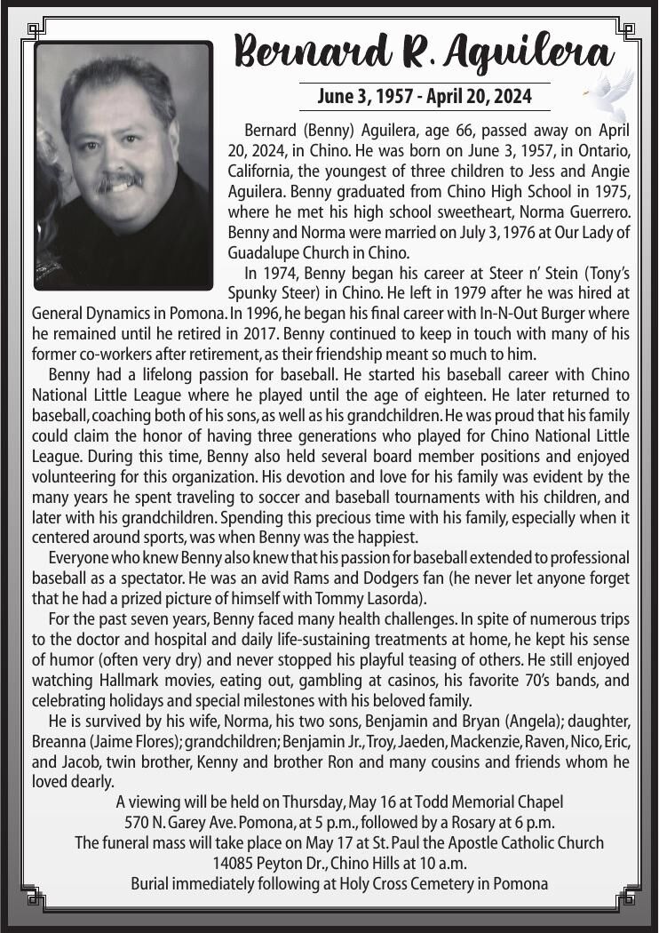 Bernard R. Aguilera | Obituaries | championnewspapers.com