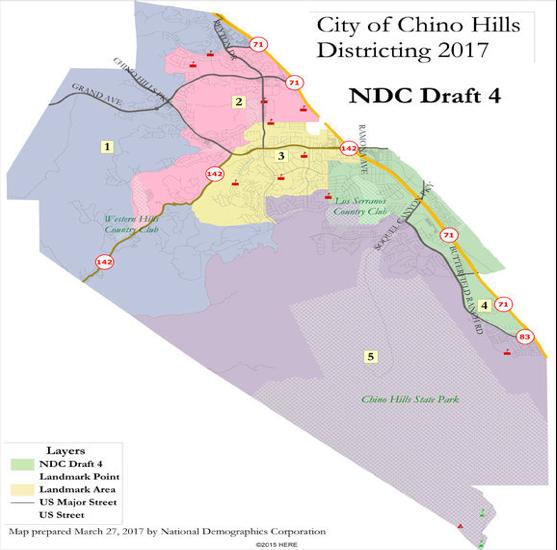 Maps divide Chino Hills into five council districts | News ...