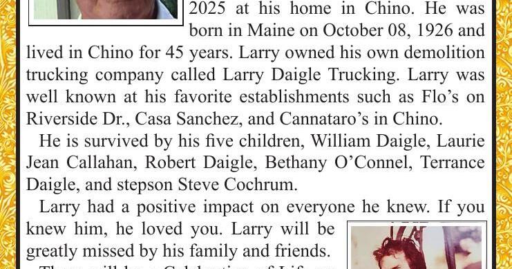 Larry Daigle | Obituaries | championnewspapers.com