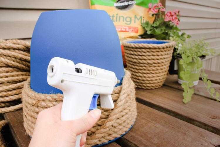 DIY Rope Wrapped Planter | Charm at Home | charmeasttexas.com