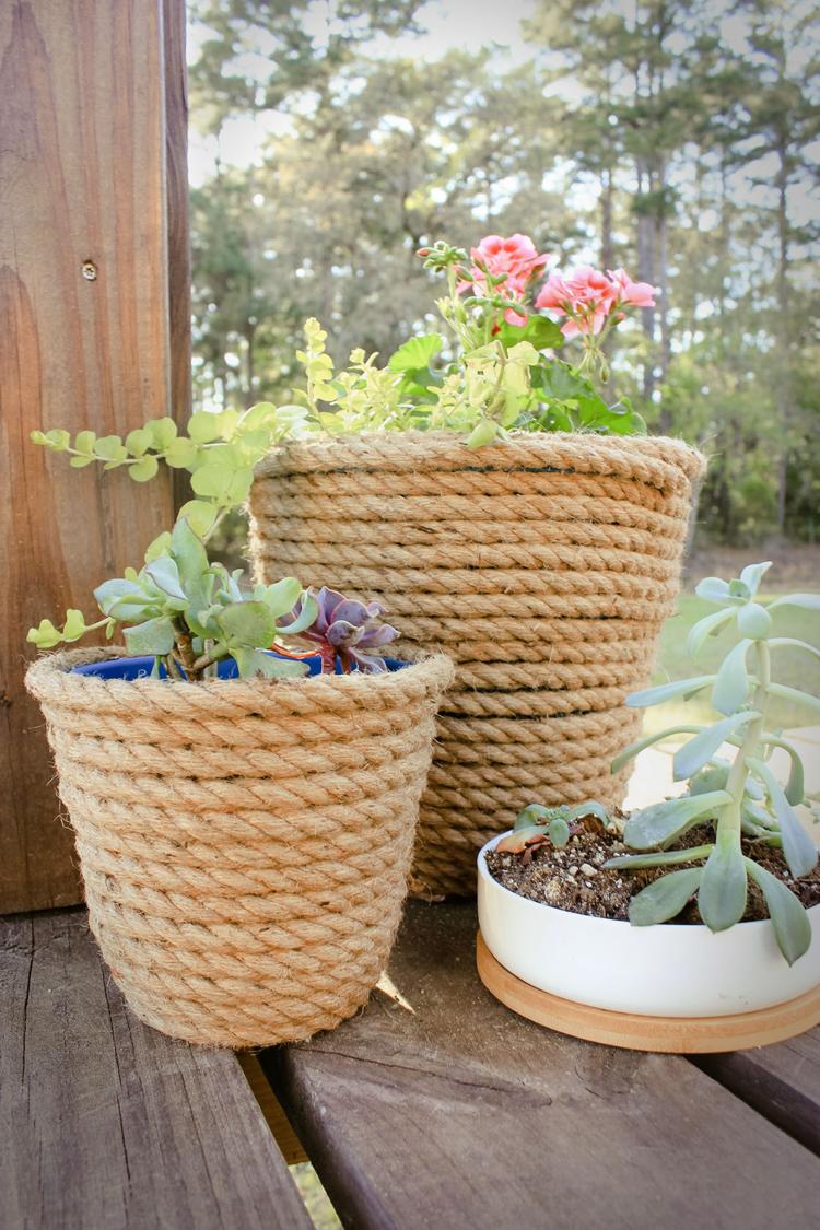DIY Rope Wrapped Planter | Charm at Home | charmeasttexas.com
