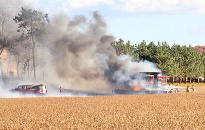 Combine catches fire during harvest, Chetek Fire responds | Top Stories ...