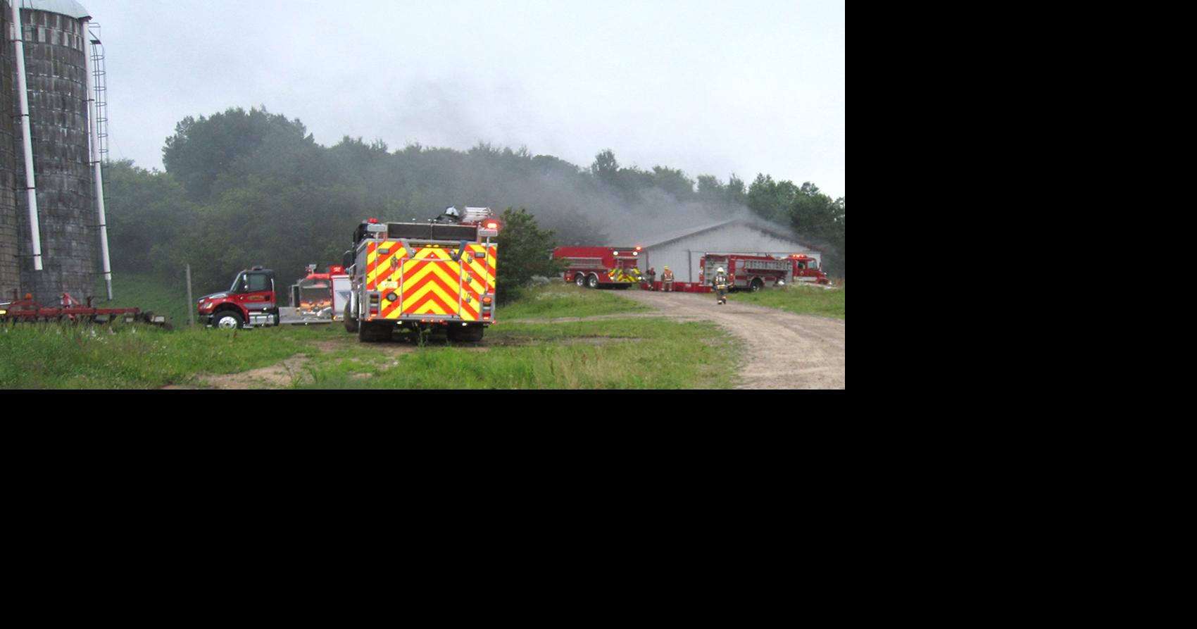 Fire in town of Wheaton damages barn, hay thrasher