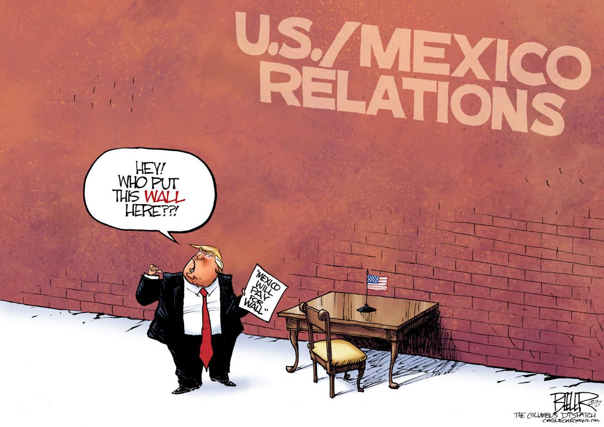 Trump wonders who put up the wall, in Nate Beeler's latest political ...